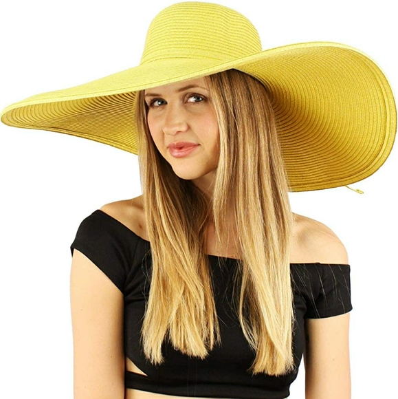 Accessories | Yellow Large Floppy Beach Sun Hat | Poshmark